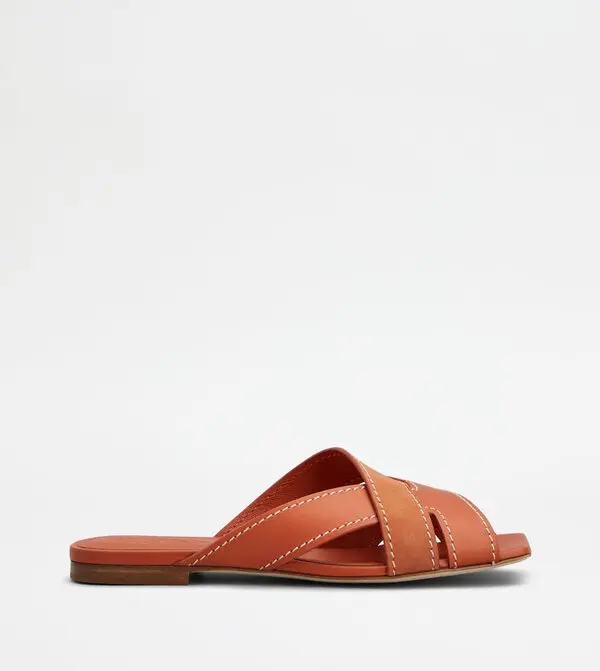 TOD'S Smooth Leather And Suede Sandals