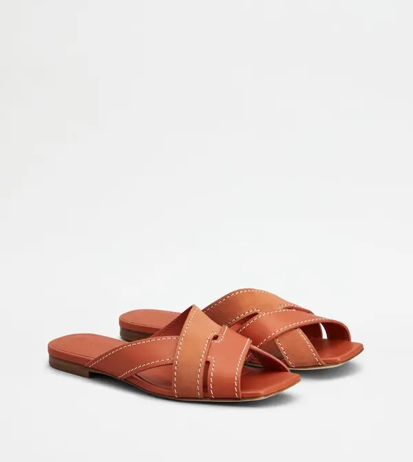 TOD'S Smooth Leather And Suede Sandals