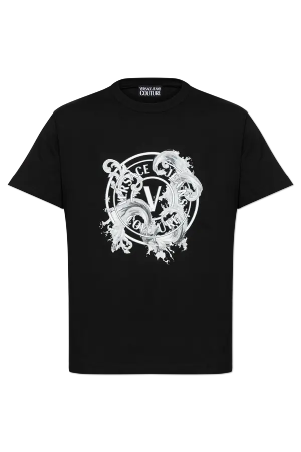 Versace T-shirt With Printed Logo - Black