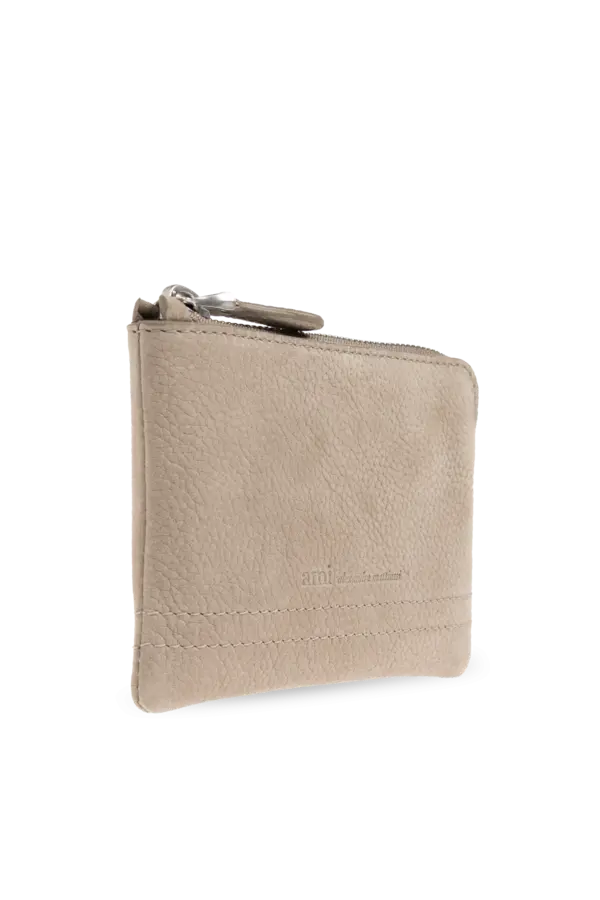 AMI Paris Leather Wallet - Grey