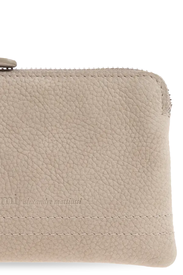 AMI Paris Leather Wallet - Grey