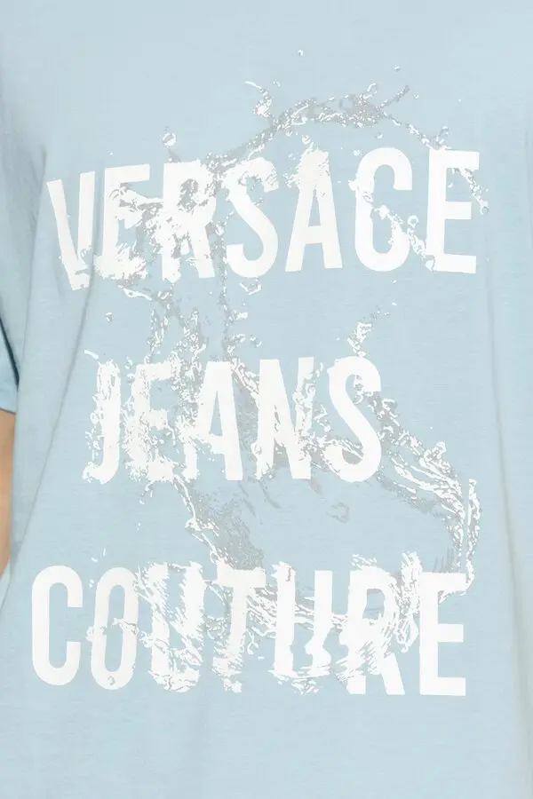 Versace T-shirt With Print - Light Blue