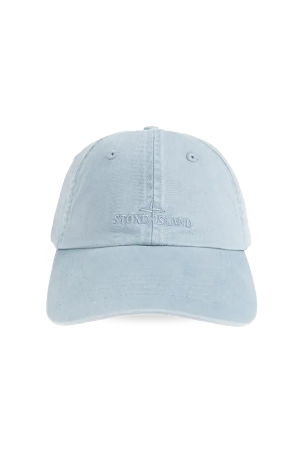 Stone Island Cap With Embroidered Logo - Light Blue