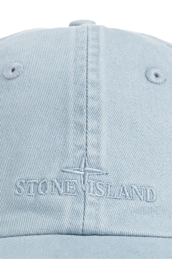 Stone Island Cap With Embroidered Logo - Light Blue