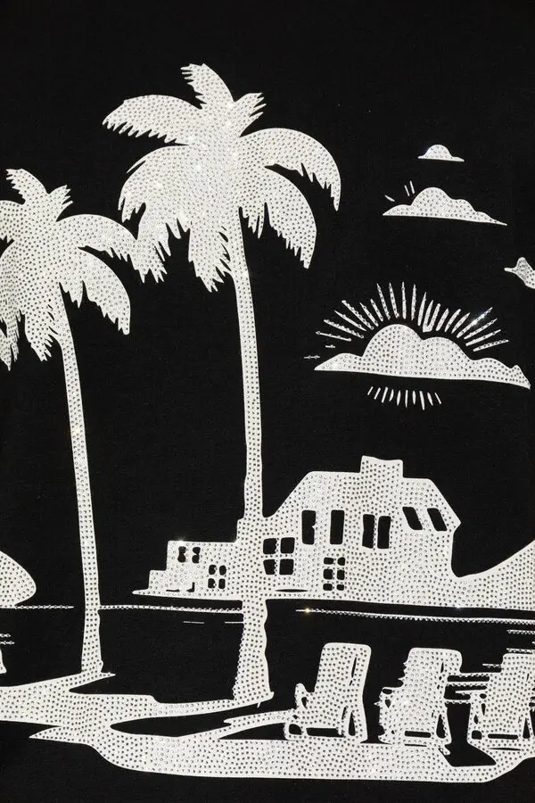 Versace T-shirt With Print And Shimmering Sequins - Black