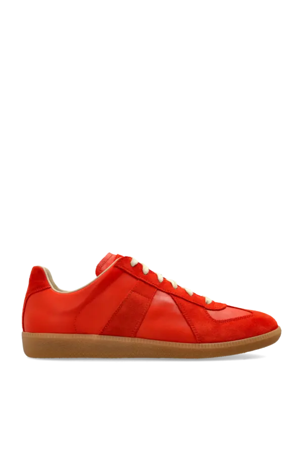 MAISON MARGIELA Suede Low Top Sneakers - Red