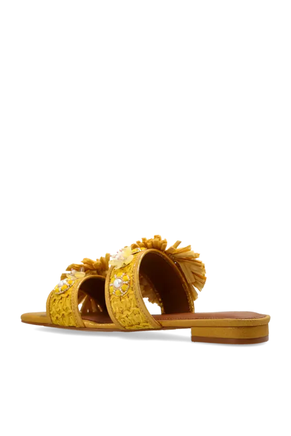 Kurt Geiger Raffia Buckle Slides - Yellow