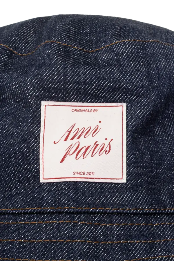 AMI Paris Denim Bucket Hat With Logo