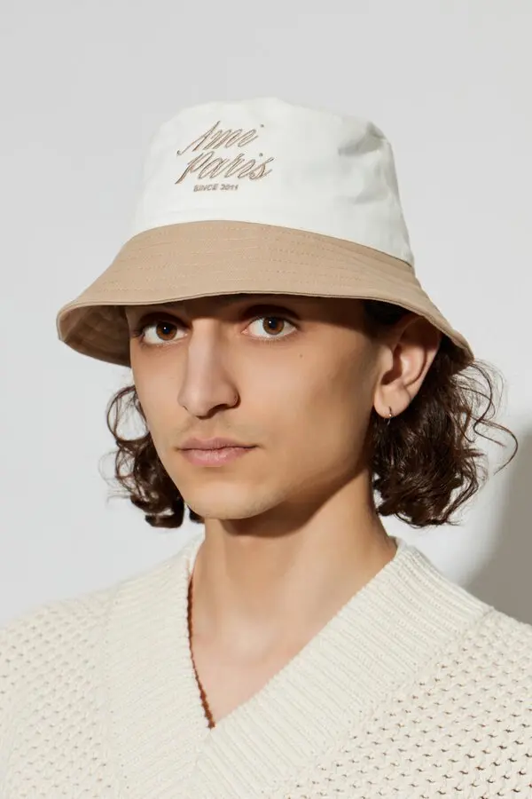 AMI Paris Hat With Embroidered Logo - Cream