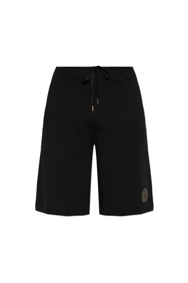 Versace Sweat Shorts With Logo Patch - Black