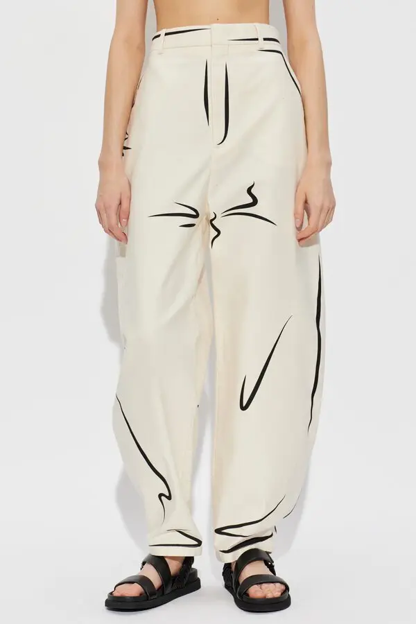 Moschino High-waisted Printed Trousers - Cream