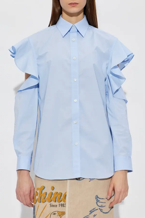 Moschino Shoulder Ruffle Shirt - Light Blue