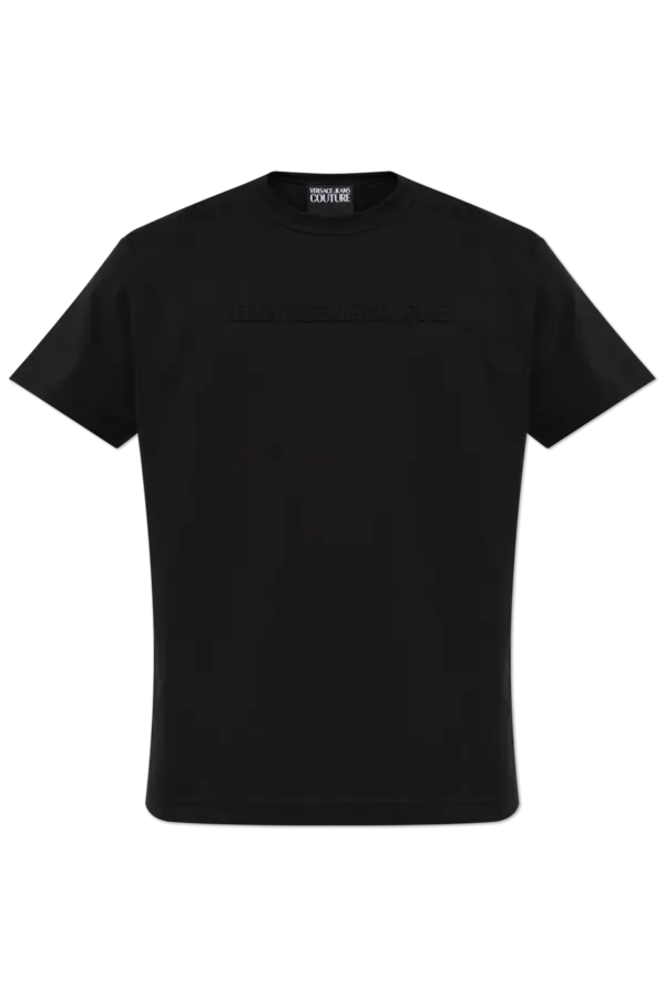 Versace T-shirt With Embossed Logo - Black