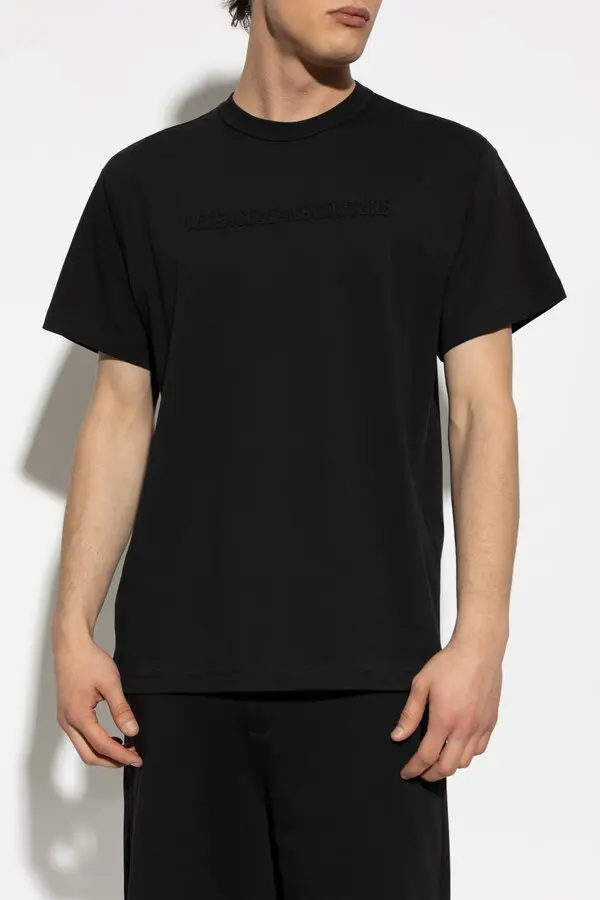 Versace T-shirt With Embossed Logo - Black