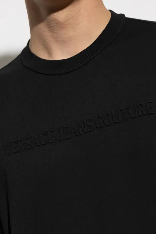 Versace T-shirt With Embossed Logo - Black