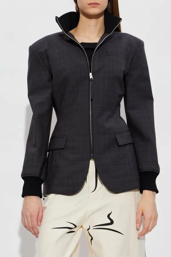 Moschino Fitted Blazer With Stand Collar - Black