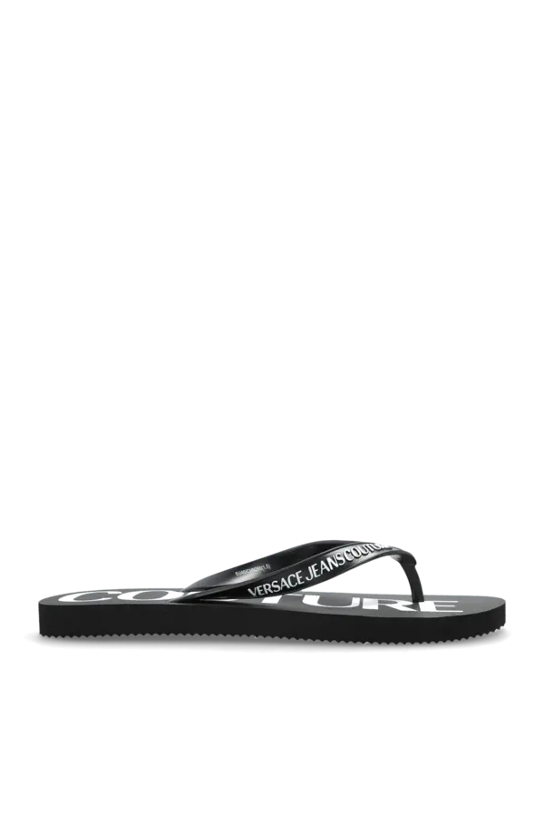 Versace Rubber Flip-flops With Logo - Black