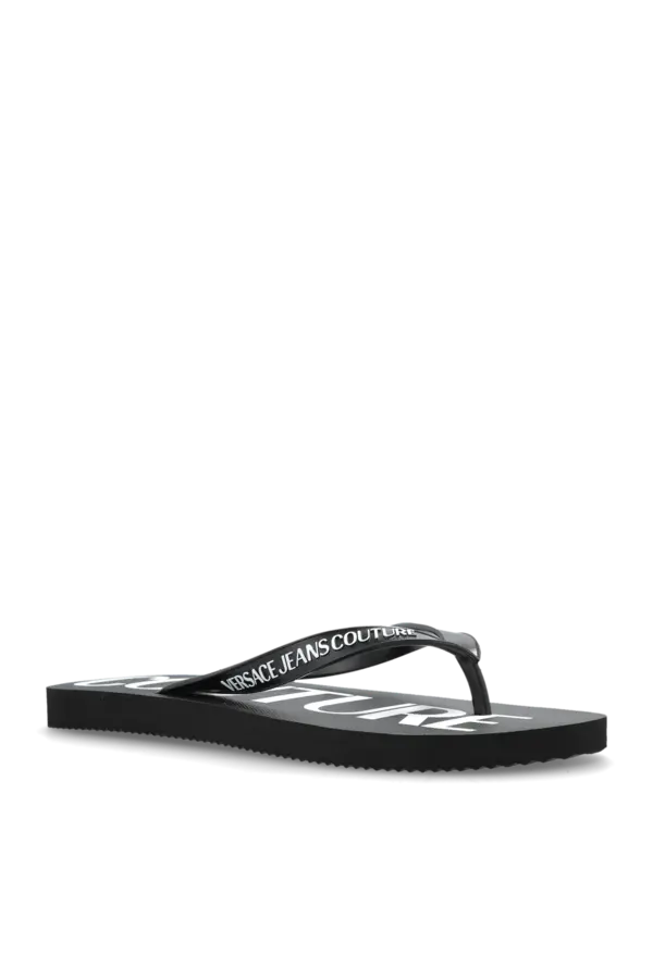 Versace Rubber Flip-flops With Logo - Black