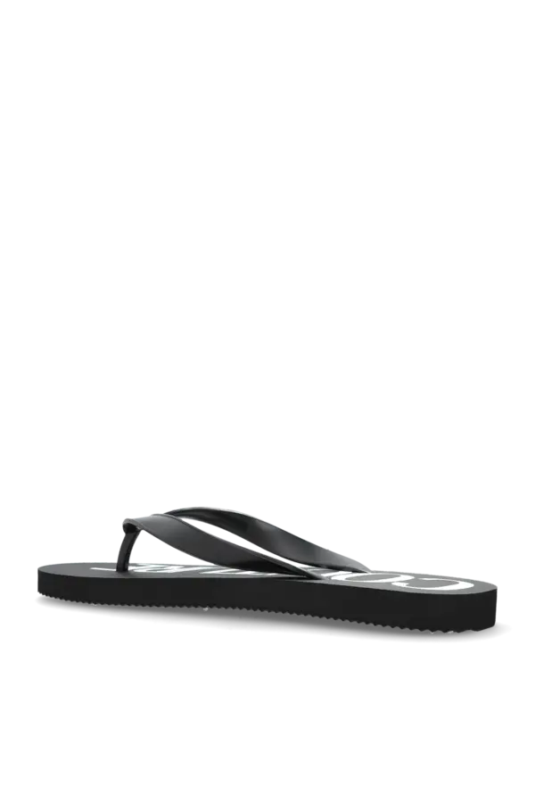 Versace Rubber Flip-flops With Logo - Black