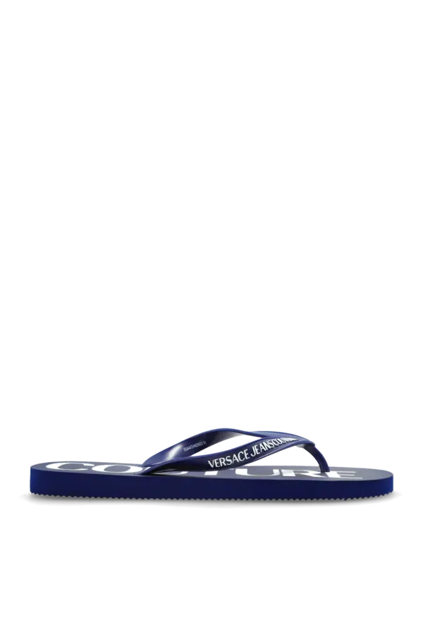 Versace Logo Rubber Flip-flops - Navy Blue