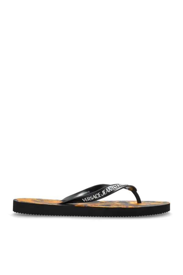 Versace Rubber Flip-flops With Logo - Black