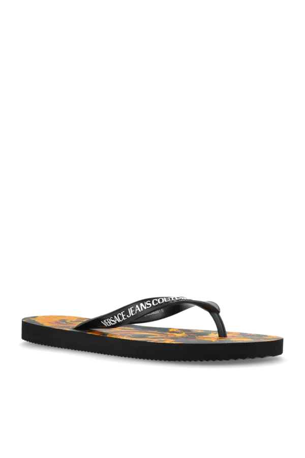 Versace Rubber Flip-flops With Logo - Black