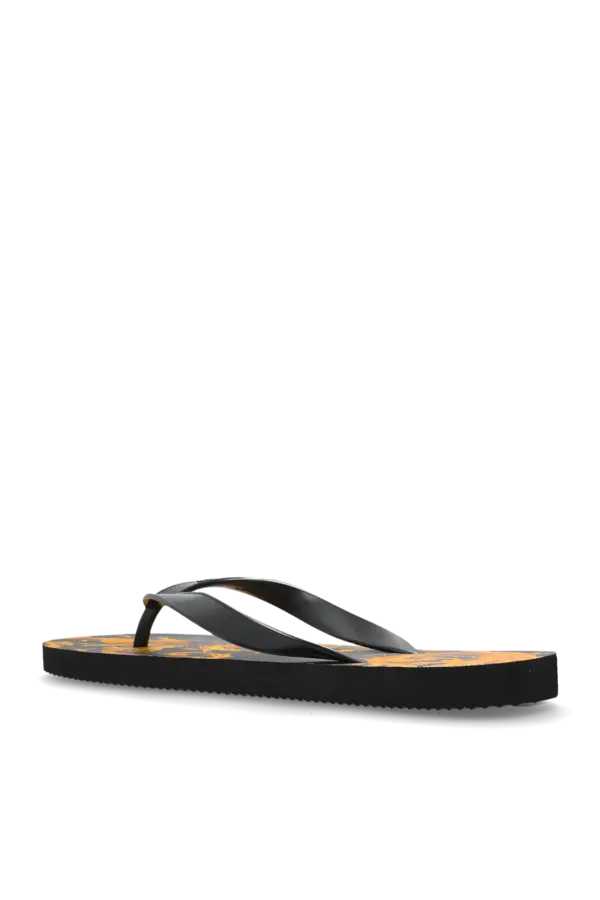 Versace Rubber Flip-flops With Logo - Black