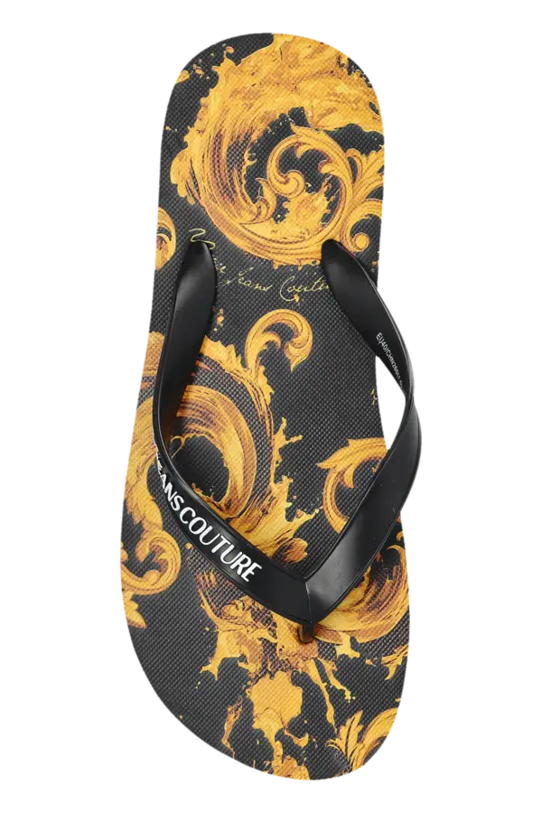 Versace Rubber Flip-flops With Logo - Black