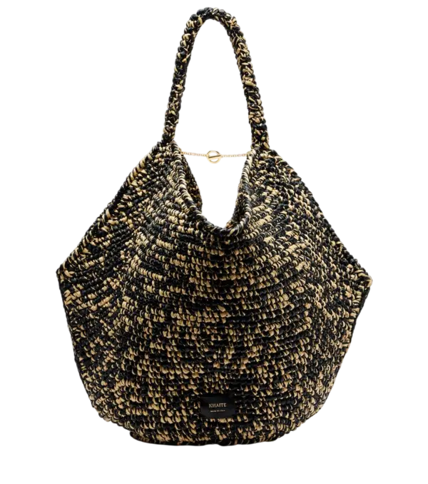 Khaite Lotus Medium Raffia Tote Bag - Black