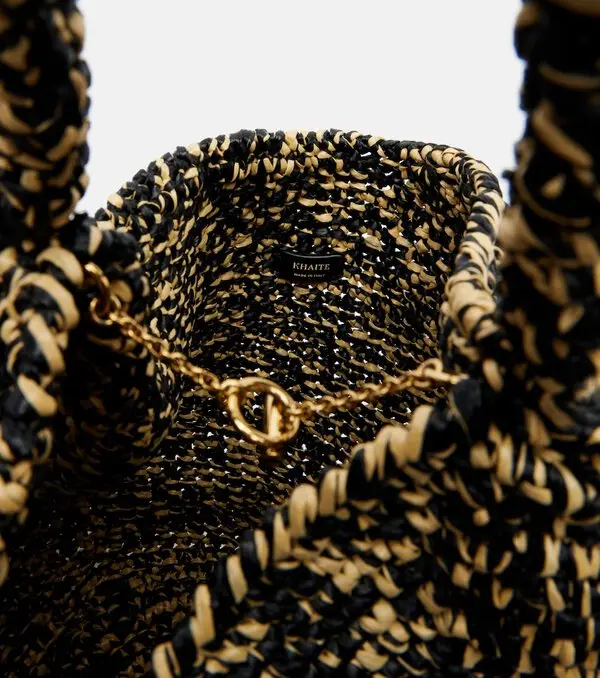 Khaite Lotus Medium Raffia Tote Bag - Black