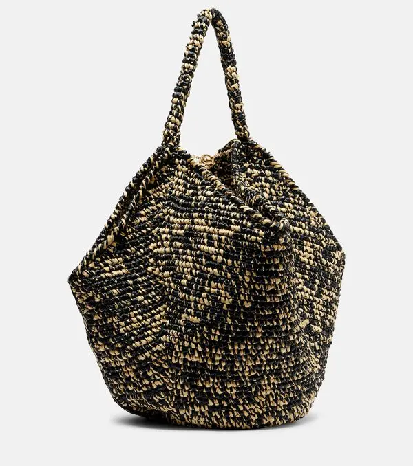 Khaite Lotus Medium Raffia Tote Bag - Black
