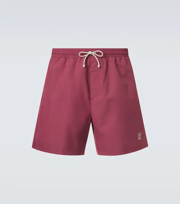 Brunello Cucinelli Logo Swim Trunks - Pink
