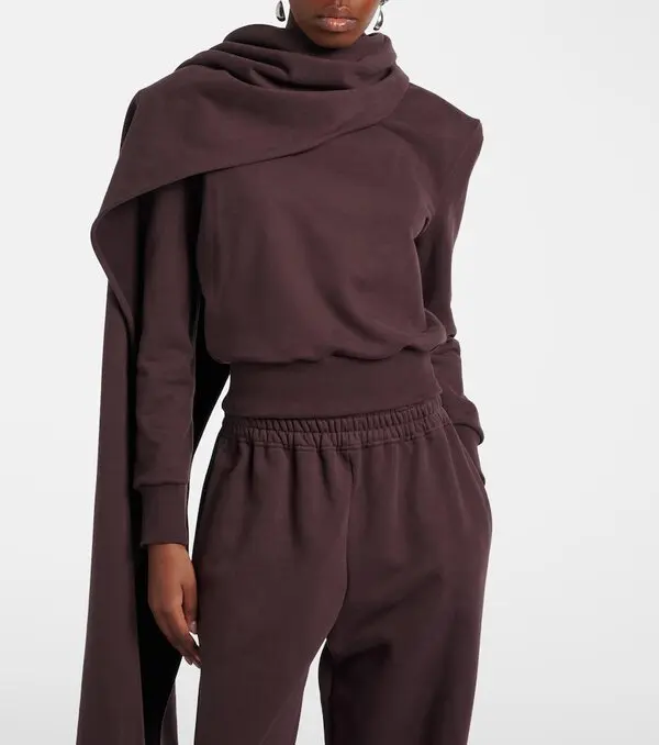 Magda Butrym Draped Scarf-detail Cotton Sweatshirt