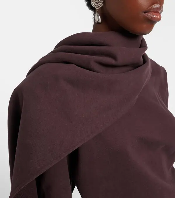 Magda Butrym Draped Scarf-detail Cotton Sweatshirt