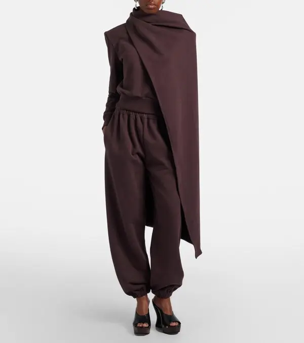 Magda Butrym Draped Scarf-detail Cotton Sweatshirt