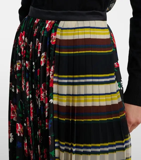 Sacai Printed Plissé Midi Skirt