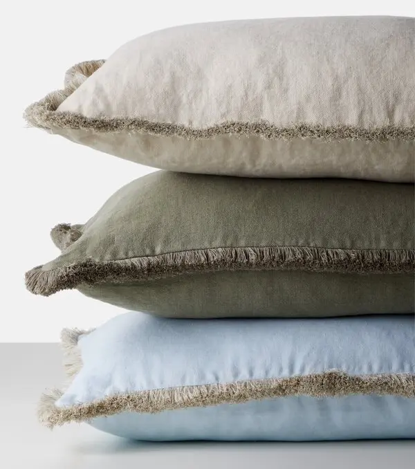 ONCE MILANO Fringed Linen Cushion