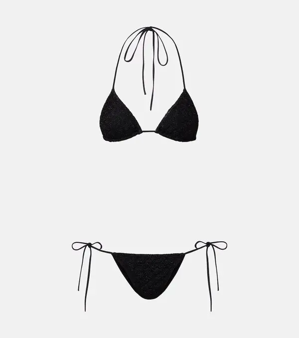 Missoni Zigzag Knit Halterneck Triangle Bikini - Black