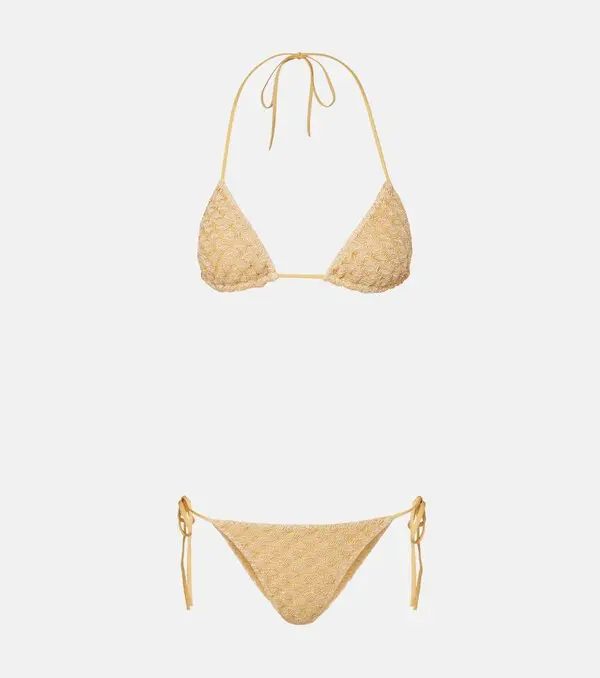 Missoni Zigzag Knit Halterneck Triangle Bikini - Gold