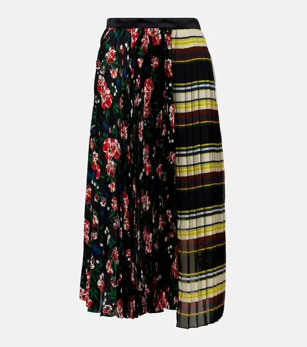 Sacai Printed Plisse Midi Skirt