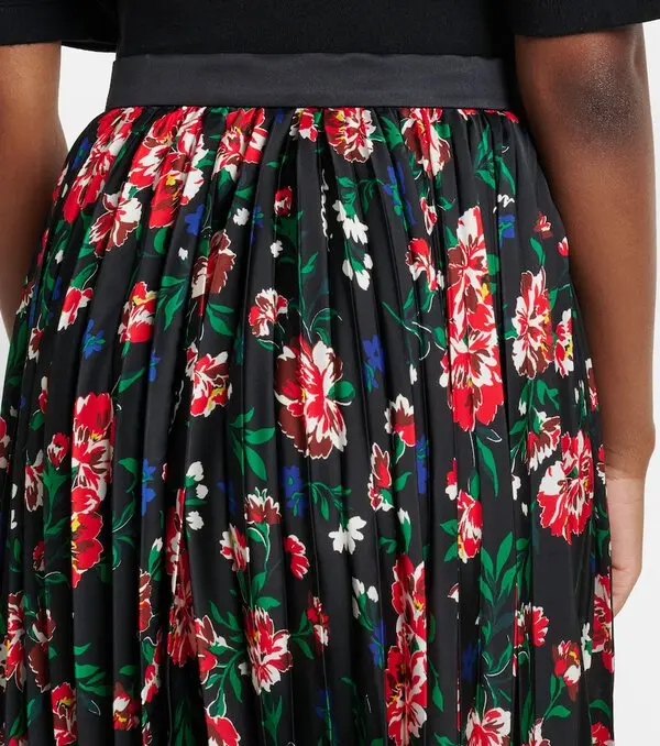Sacai Printed Plisse Midi Skirt