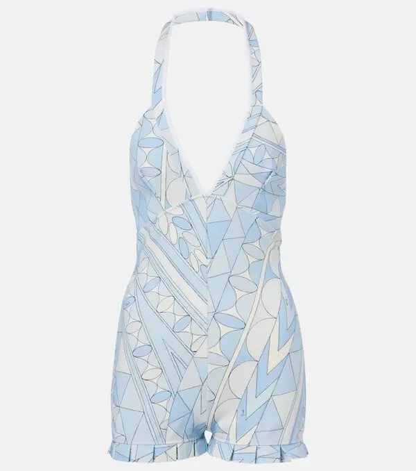 Emilio Pucci Manuba Halterneck Jersey Romper - Blue