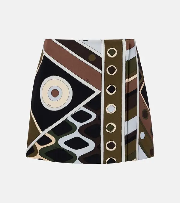 Emilio Pucci Vivara Virgin Wool Canvas Wrap Skirt
