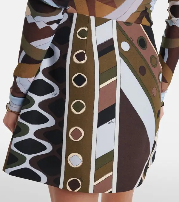 Emilio Pucci Vivara Virgin Wool Canvas Wrap Skirt