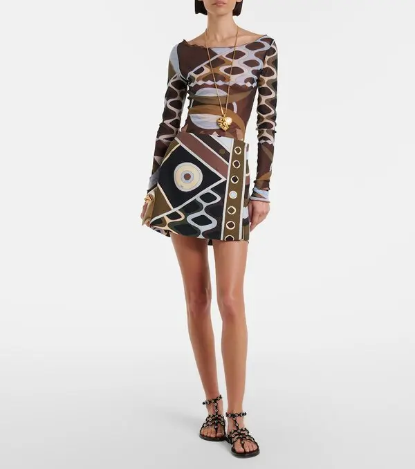 Emilio Pucci Vivara Virgin Wool Canvas Wrap Skirt
