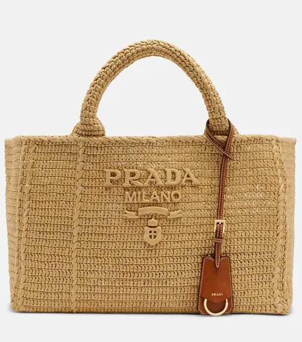 Prada Medium Raffia-effect Shopper