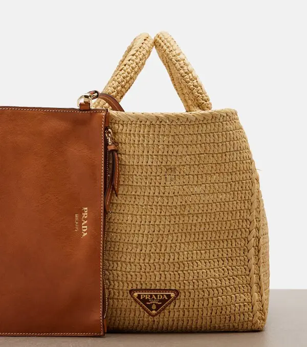 Prada Medium Raffia-effect Shopper