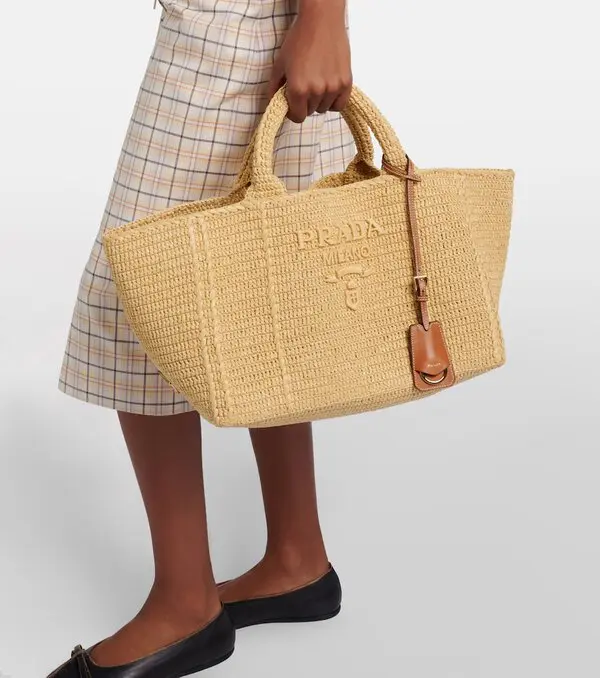 Prada Medium Raffia-effect Shopper