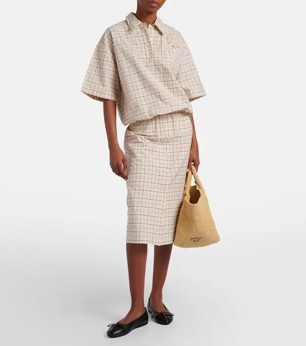 Prada Medium Raffia-effect Shopper