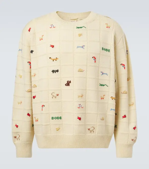 BODE Zoologist Wool And Alpaca Sweater - Beige